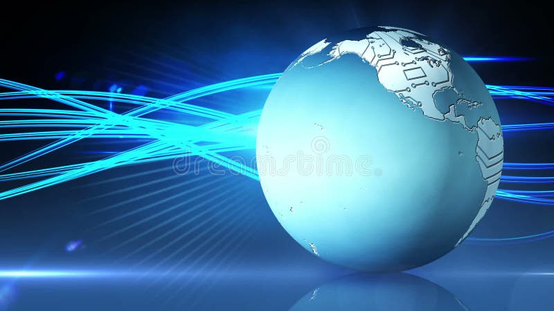 Blue Earth Graphic Spinning with Blue Wave Design Stock Video - Video ...