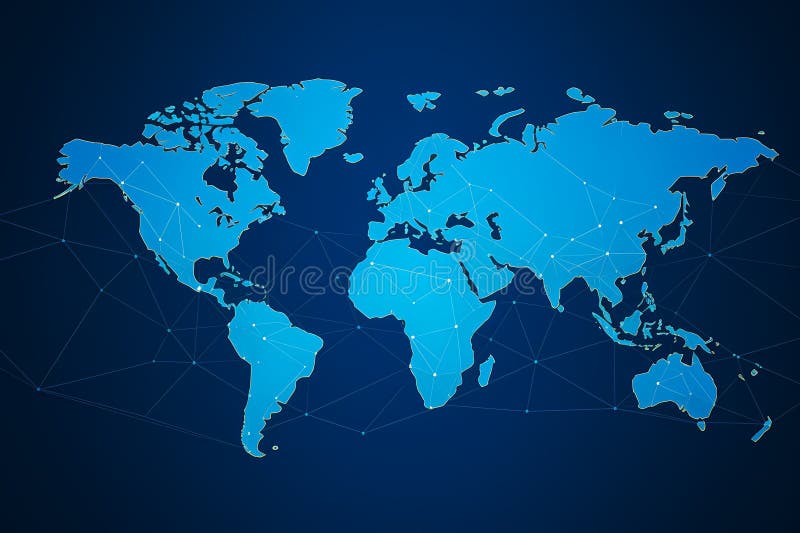 Blue Earth Map Digital Connections Background Generative Ai Stock ...