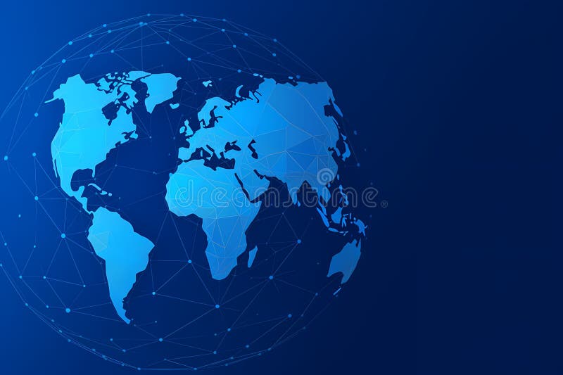 Blue Earth Map Globe Digital Connections Background Generative Ai Stock ...