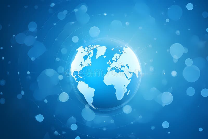 Blue Earth Map Globe Digital Connections Background Generative Ai Stock ...