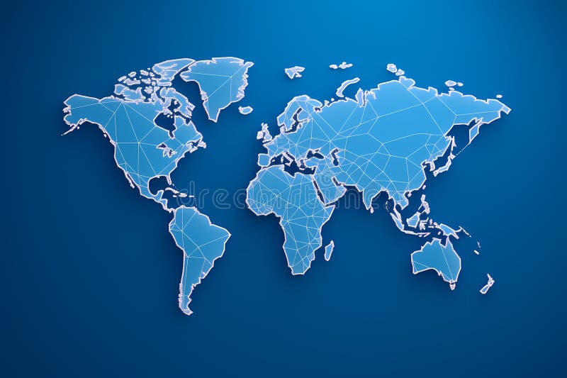 Blue Earth Map Digital Connections Background Generative Ai Stock ...