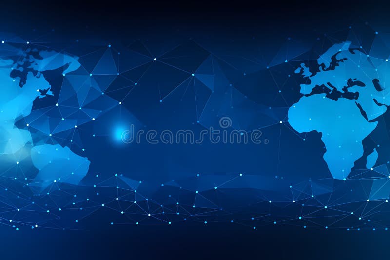 Blue Earth Map Digital Connections Background Generative Ai Stock ...