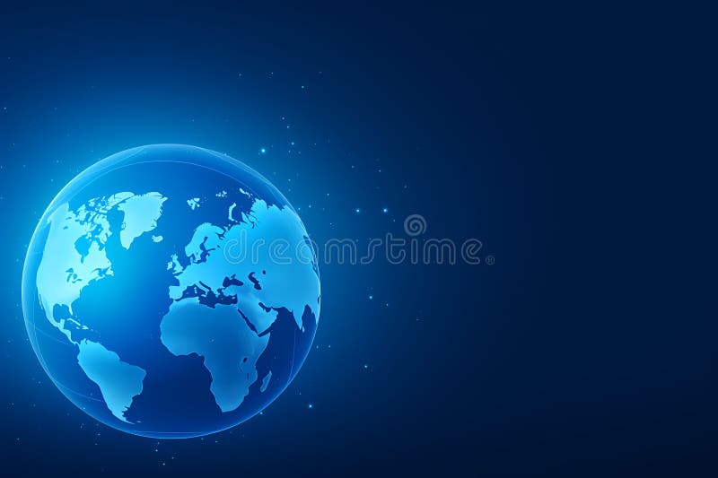 Blue Earth Map Globe Digital Connections Background Generative Ai Stock ...