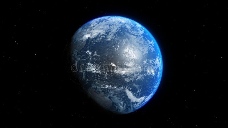 Blue Realistic Glow Earth in Open Space Stock Image - Image of global ...