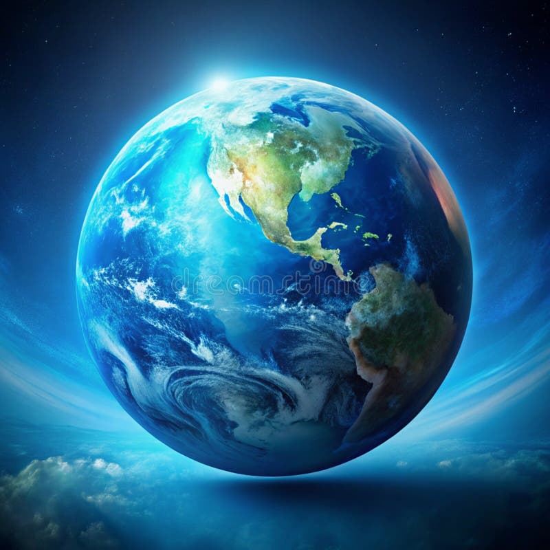 Blue Earth in Space with Colorful Gradient Stock Illustration ...