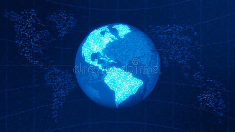 Blue Earth Sphere â€‹on Futuristic Earth Map Technology Abstract ...