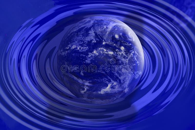 Blue Earth Touch Down in Water with Ripples Stock Illustration ...