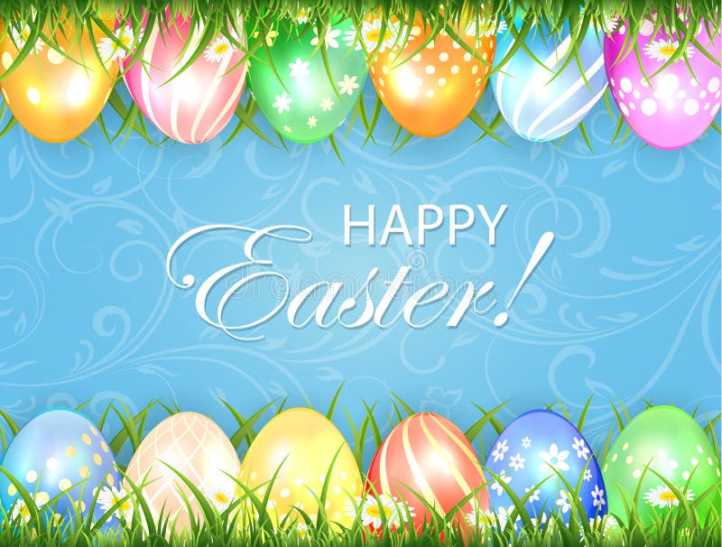 Blue Easter Egg and Bunny Ears Stock Vector - Illustration of ...