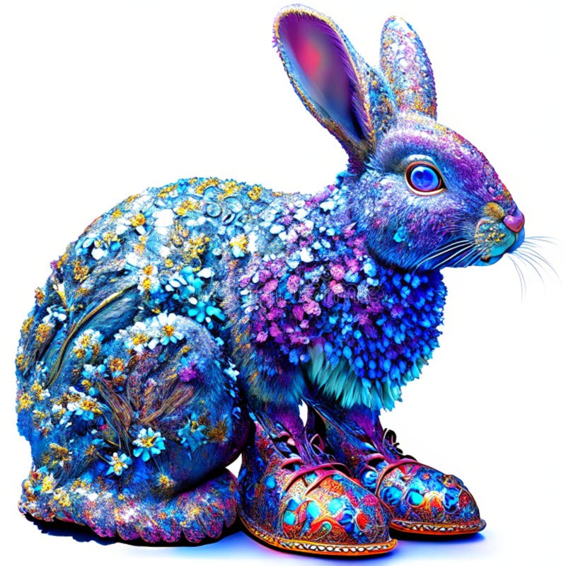 Easter Bunny on a Sled with Blue Background. 3d Illustration AI ...