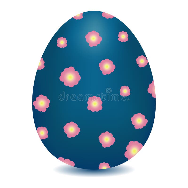 Blue Easter Egg. Egg Colored in Pink Flowers. Colorful Easter Egg Stock ...