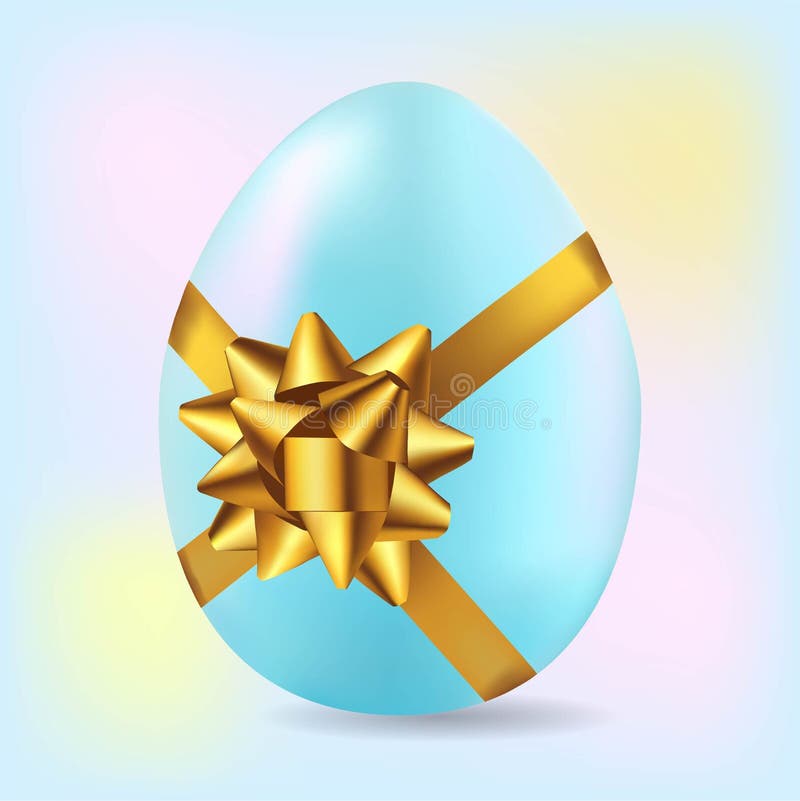 Blue Easter Egg with Ribbons and a Bow Close-up. the Concept of the ...