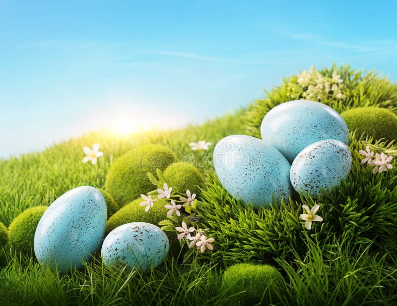 Blue easter eggs stock photo. Image of symbol, flower - 50621908