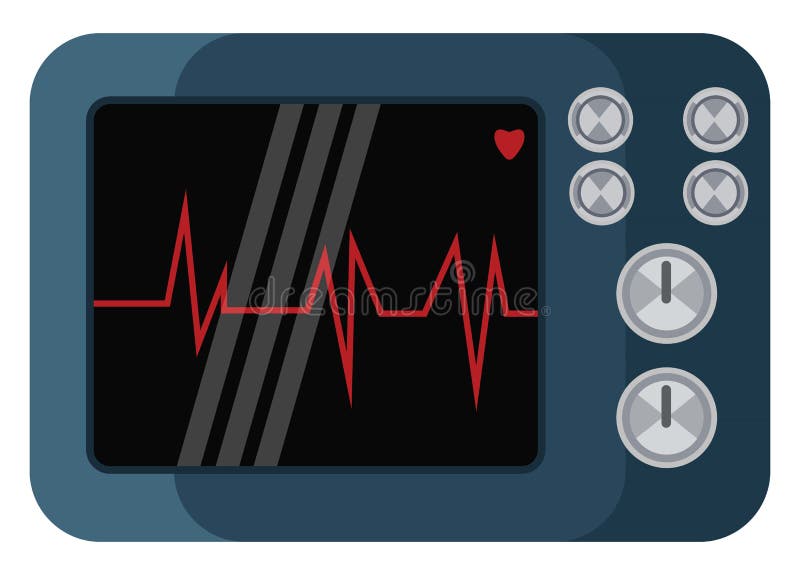 Blue ECG Machine, icon stock vector. Illustration of emergency - 261385020