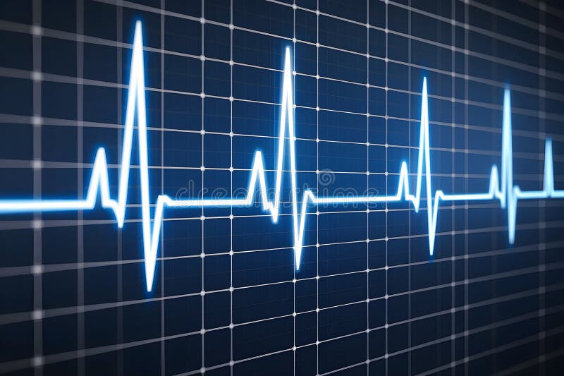 Blue ECG Waveform on Grid Background, Displaying Heart Rhythm with ...