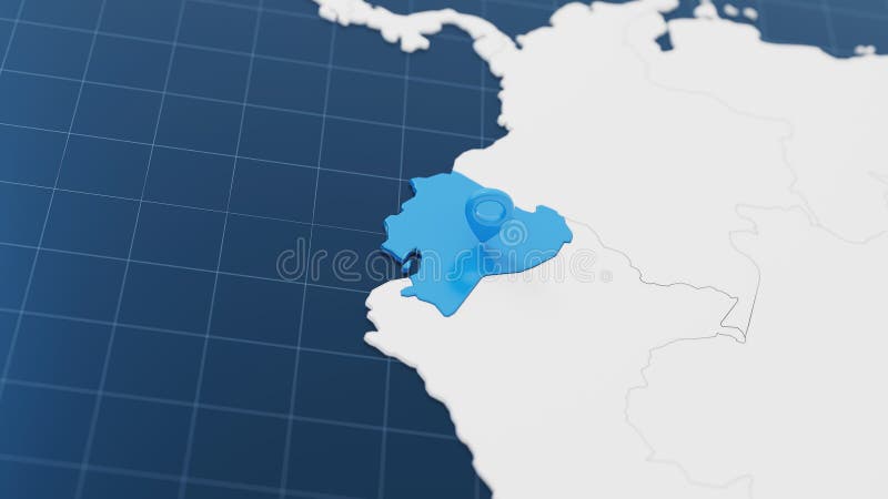 Blue Ecuador 3d Map with Pointer Pin Surrounded with Other Countries in ...