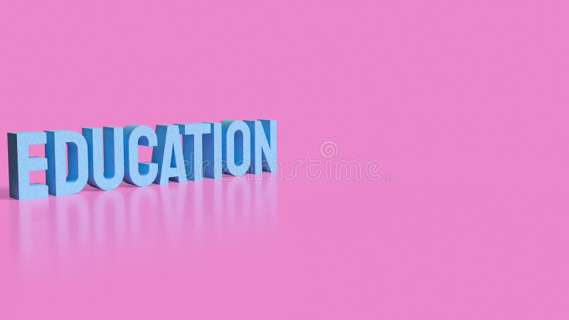 The Blue Education Text on Pink Background 3d Rendering Stock ...