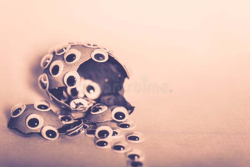 Blue Egg Shell is Covered with Googly Eyes. Minimal Concept Stock Photo ...