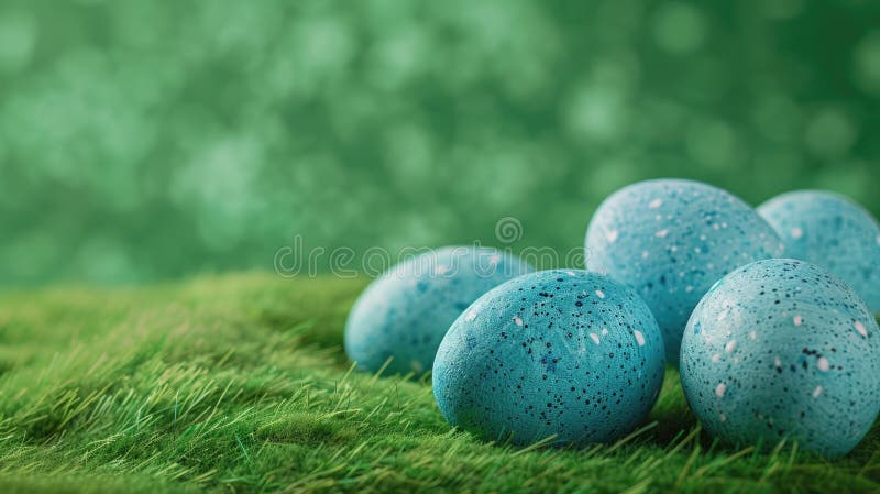 Blue Eggs on Lush Green Field, Perfect for Easter Designs Stock Image ...