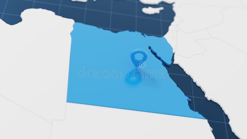 Blue Egypt 3d Map with Pointer Pin Surrounded with Other Countries in ...