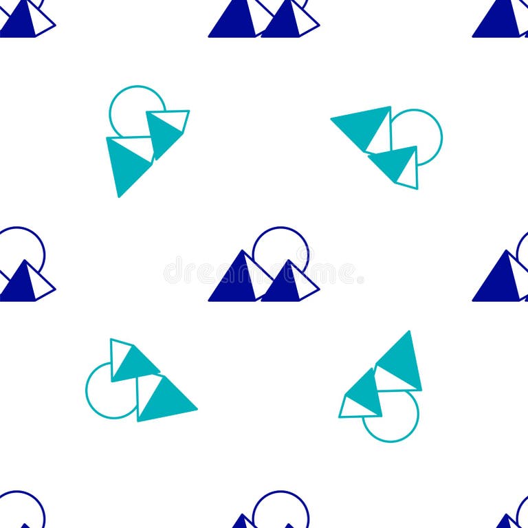 Blue Egypt Pyramids Icon Isolated Seamless Pattern on White Background ...
