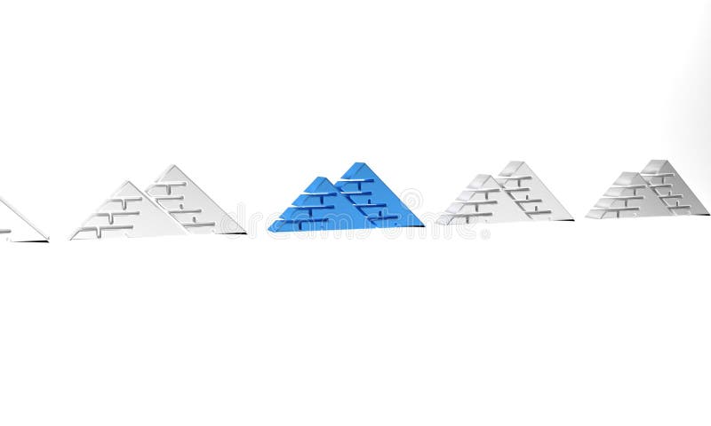 Blue Egypt Pyramids Icon Isolated on White Background. Symbol of ...