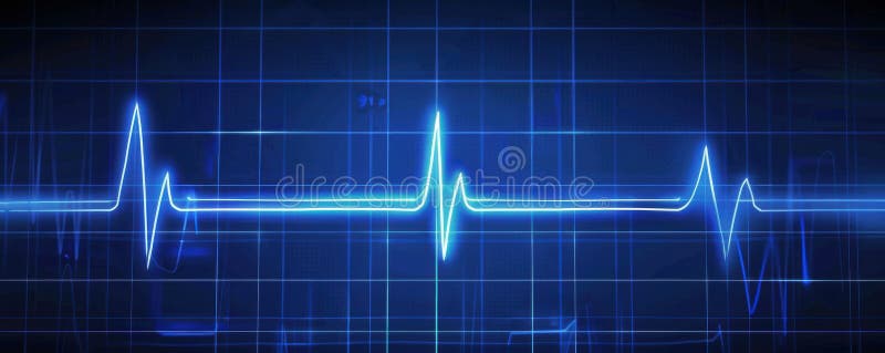 Blue EKG Waveform Displayed on a Grid Background Stock Image - Image of ...