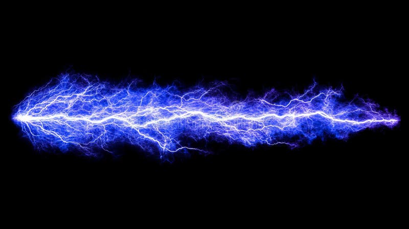 Blue Electric Arc Discharge on Black Background, Isolated Plasma Stream ...