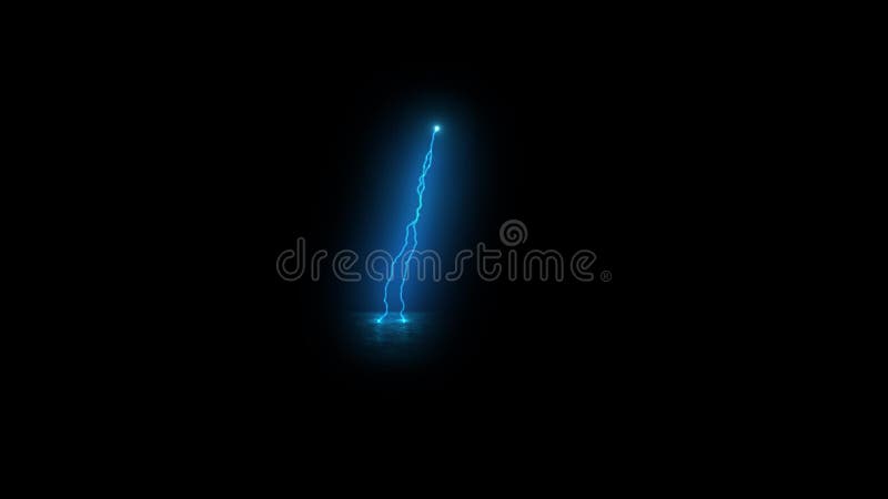 Blue Electric Arc Lightning Searching for Ground on Black Background ...
