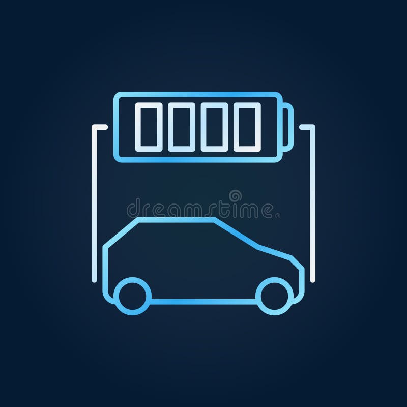 Battery Electric Vehicle Round Vector Modern Line Illustration Stock ...