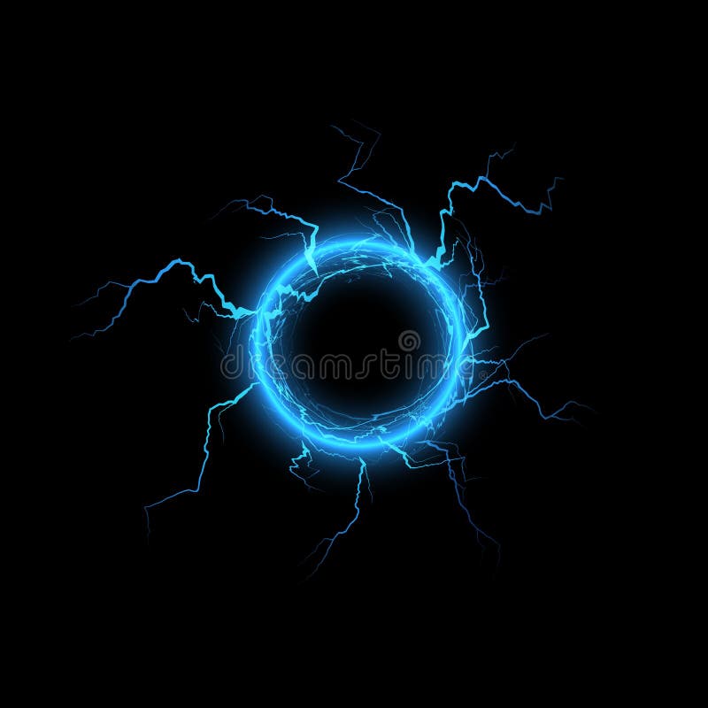 Blue Electric Circle with Thunder Effect Vector Illustration Stock ...