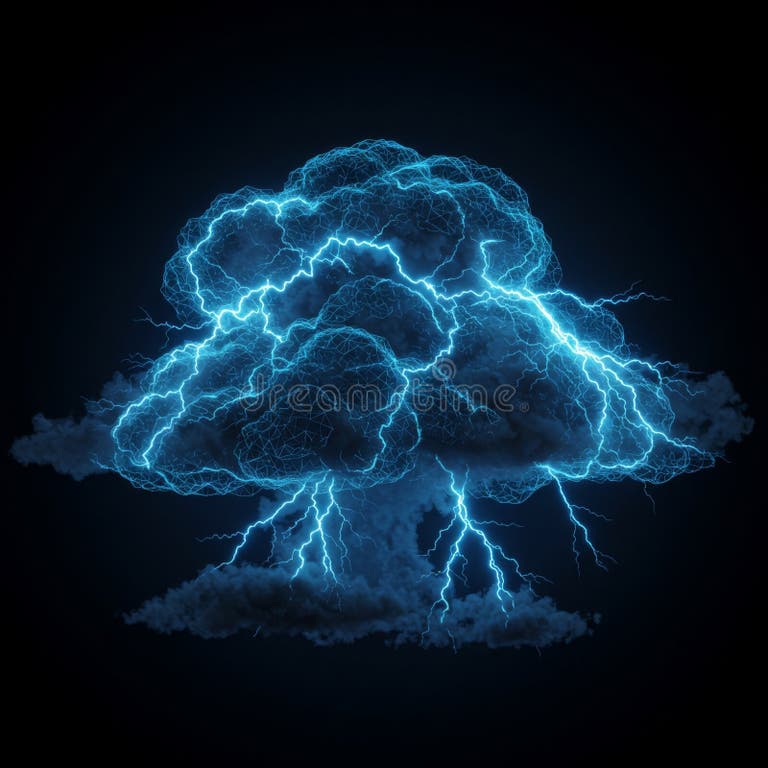 Blue Electric Cloud Explosion Digital Art Stock Illustration - Illustration of bright, energy ...