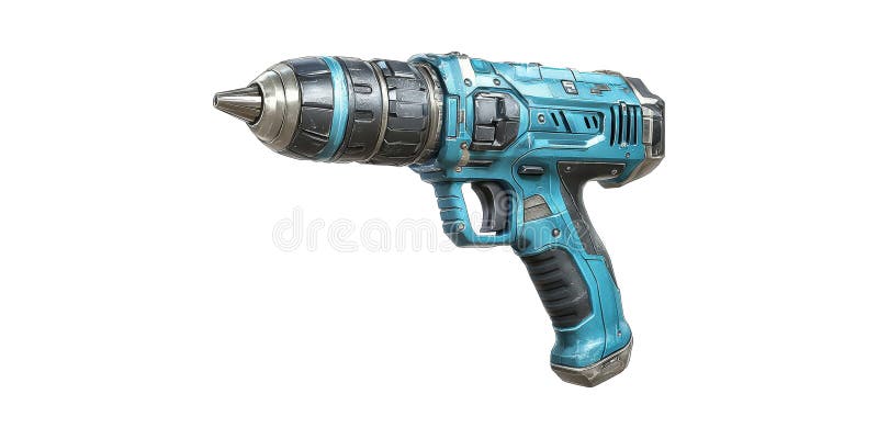 Blue Electric Cordless Drill Tool with Ergonomic Grip Isolated on ...
