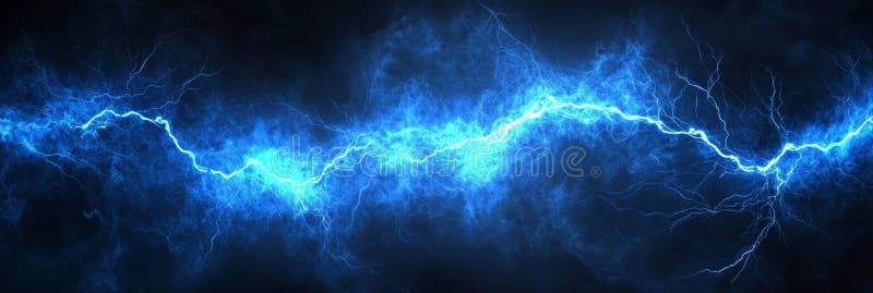 Blue Electric Current Lightning Strike, Energy Flow Effect and Energy ...