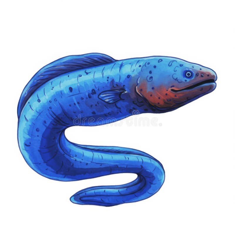 Blue Electric Eel Illustration Aquatic Animal Artwork Stock ...
