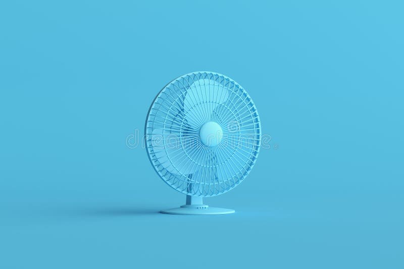 Blue Electric Fan Standing on Blue Background Stock Illustration ...