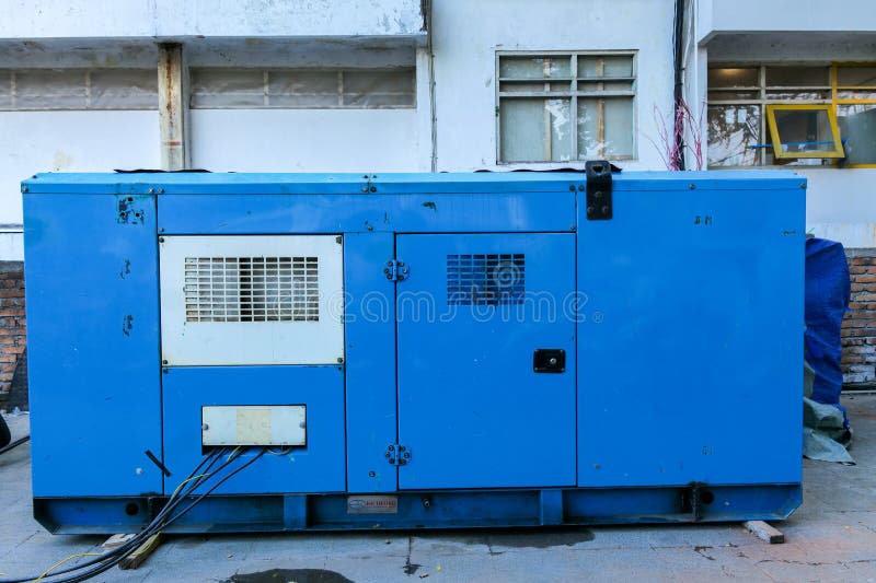 Blue electric generator stock photo. Image of events - 326986842