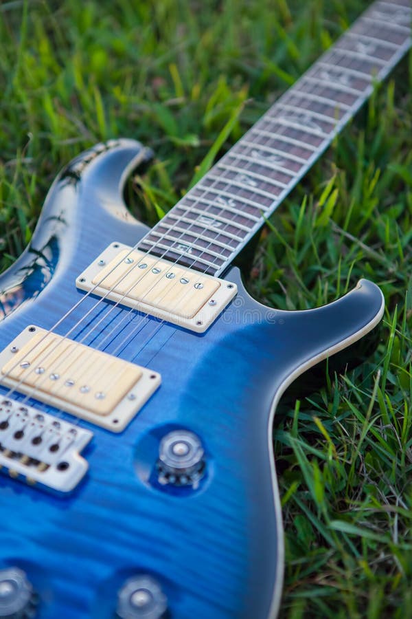 Blue electric guitar stock image. Image of lead, instrument - 23842157