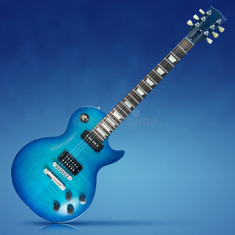 Blue Electric Guitar stock image. Image of rock, paul - 74787275