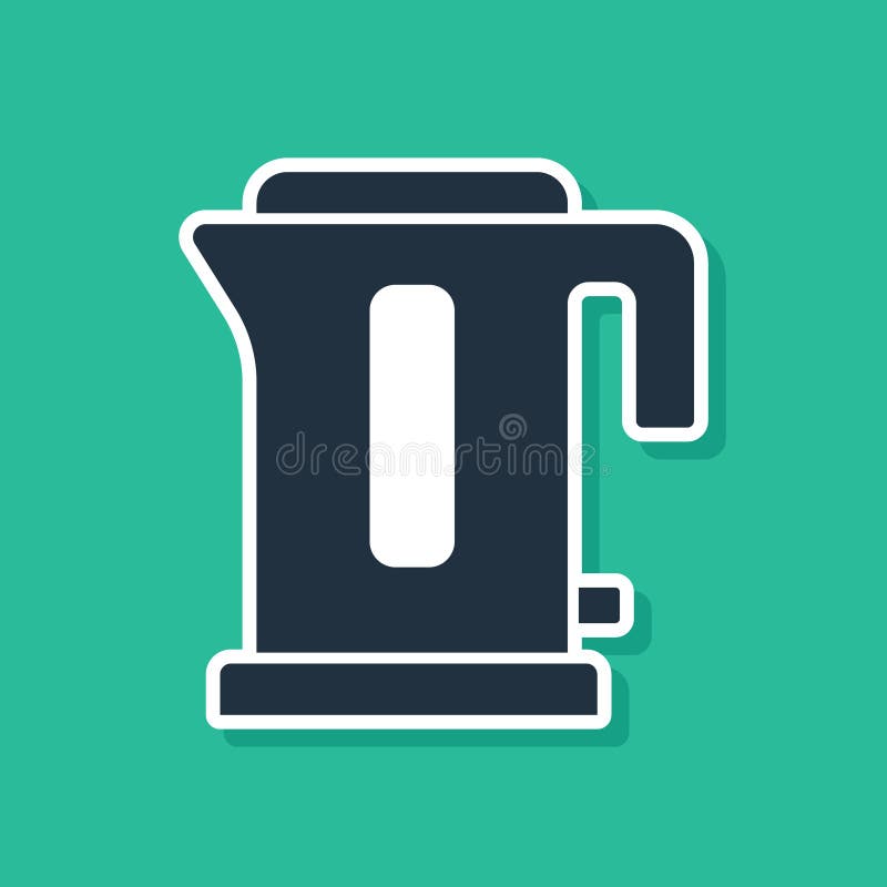 Blue Electric Kettle Icon Isolated on Green Background. Teapot Icon ...