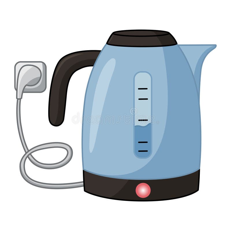 Blue Electric Kettle Plugged in. Stock Vector - Illustration of ...