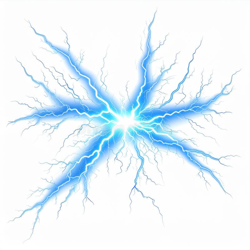 Blue Electric Lightning Bolt Flash on White Background Stock ...