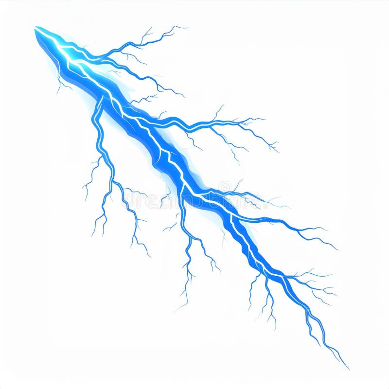 Blue Electric Lightning Bolt on White Background Stock Illustration ...