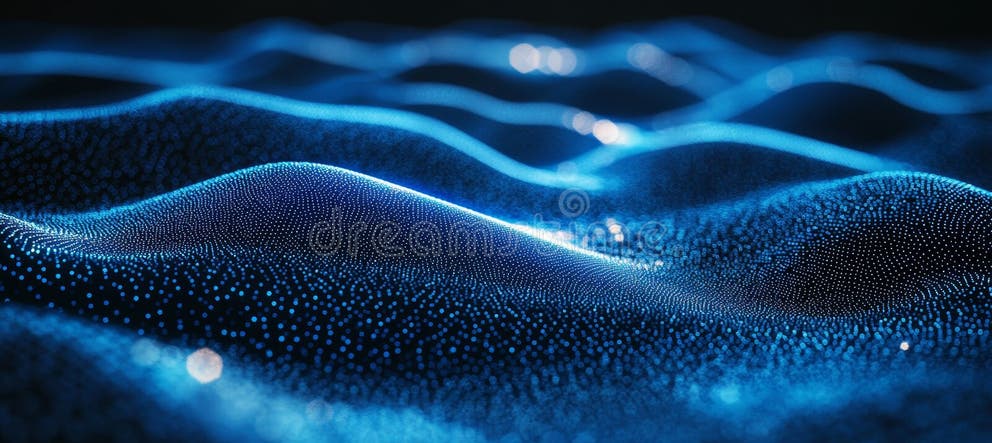 Blue Electric Network Waves, Seamless Connecting Points Pattern ...