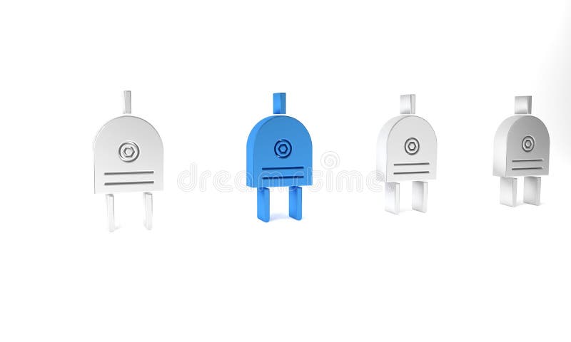 Blue Electric Plug Icon Isolated on White Background. Concept of ...