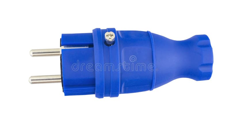 Blue Electric Plug on White Stock Photo - Image of electricity ...