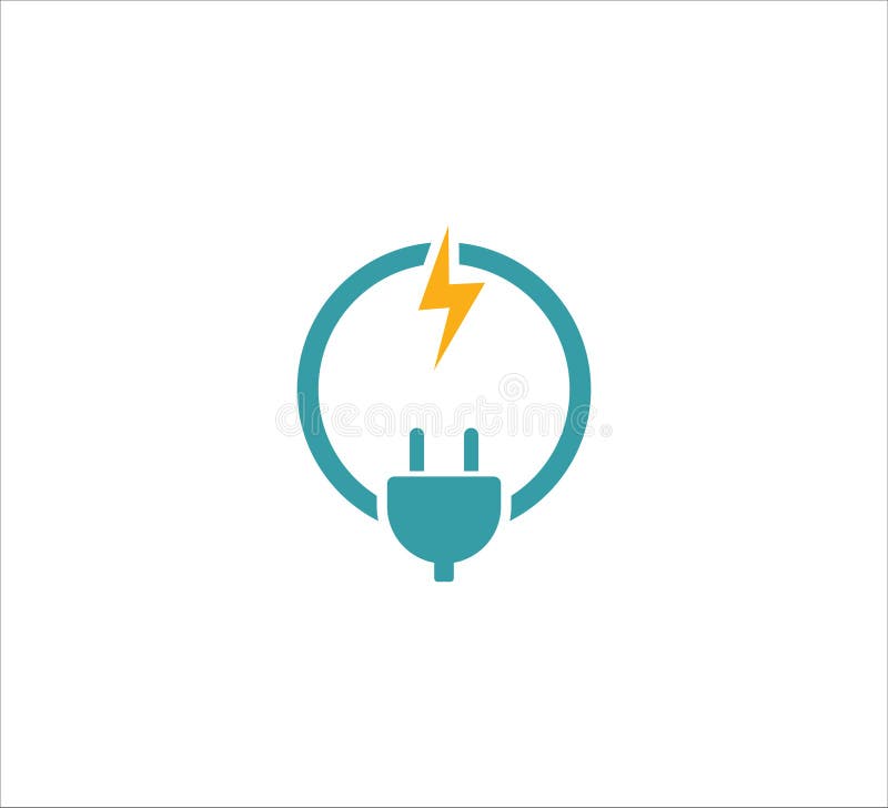 Blue Electric Plugin Inside Circle Vector Icon Logo Design for High ...