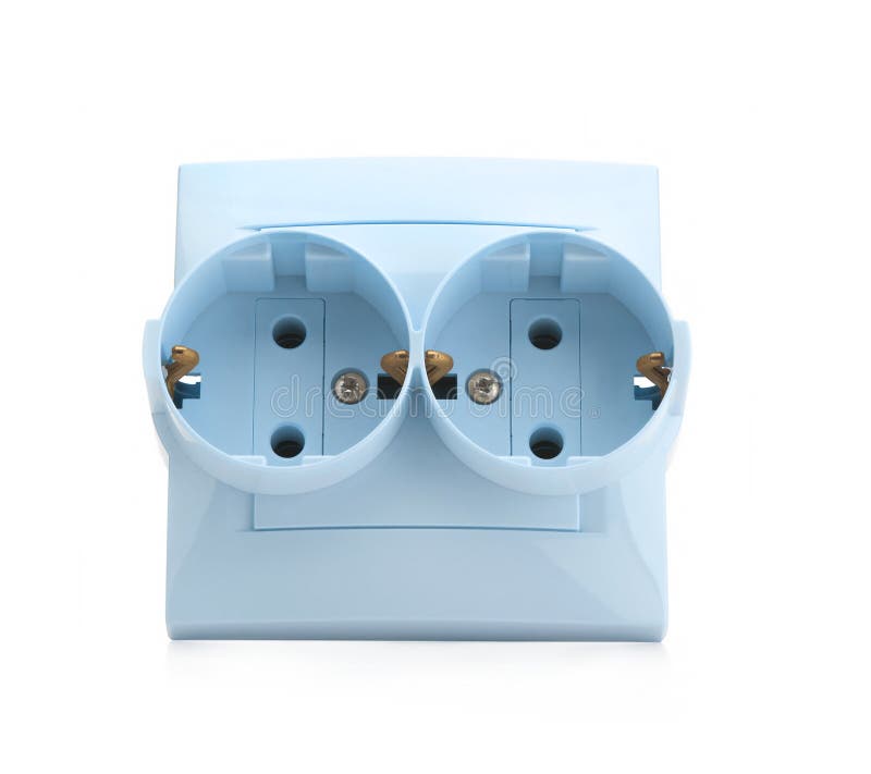 Blue Electric Socket on a White Background Stock Image - Image of ...