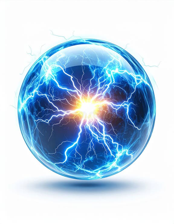 Blue Electric Sphere Glowing with Energy Stock Illustration ...