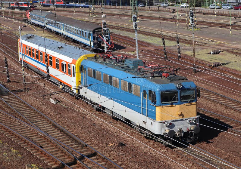 Blue Electric Train Engine View from the Bridge Stock Image - Image of ...
