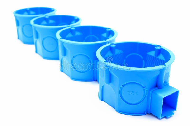 Blue Electrical Boxes on White Background Stock Photo - Image of ...